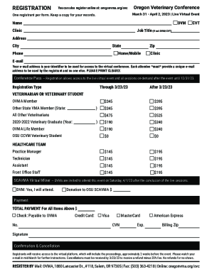 Fillable Online Register at oregonvma.org/ovc or return the enclosed ...