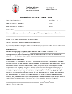Fillable Online YOUTH ACTIVITIES CONSENT FORM v7.2022.docx Fax Email ...