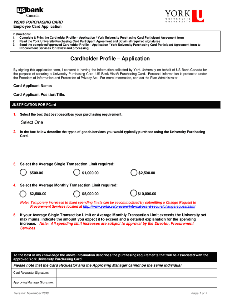 Fillable Online Cardholders ProfileApplication Form Fax Email Print - pdfFiller