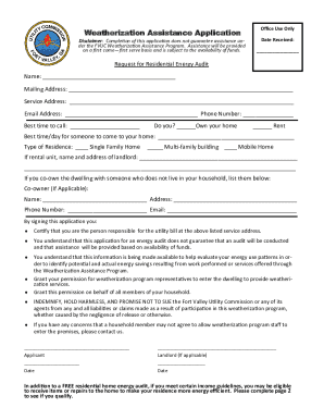Fillable Online Weatherization Assistance Application Fax Email Print ...