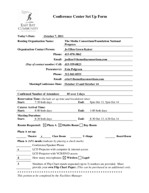 Fillable Online Conference Center Reservation Form Check list Fax Email ...