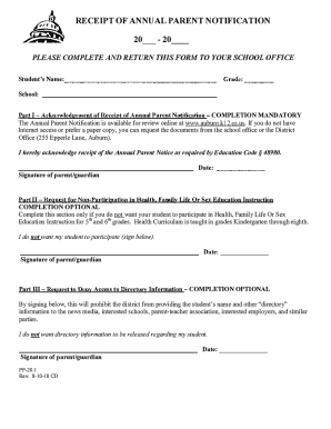 Fillable Online Required Parent Notification Procedures for English ...