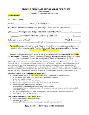 Fillable Online LED BULB PURCHASE PROGRAM ORDER FORM Fax Email Print ...