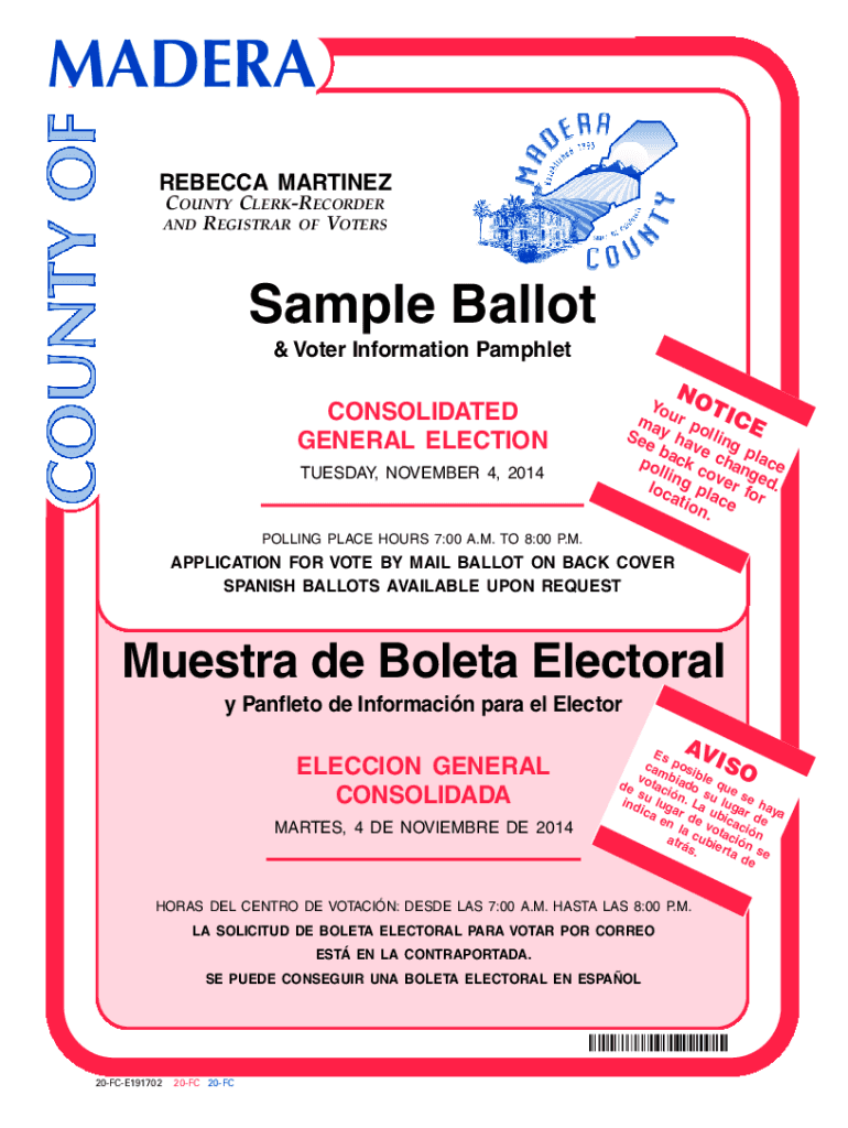 Completable En línea Sample Ballot & Voter Information Pamphlet ...