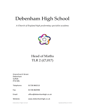 Fillable Online Debenham High School - Contact Us Fax Email Print ...