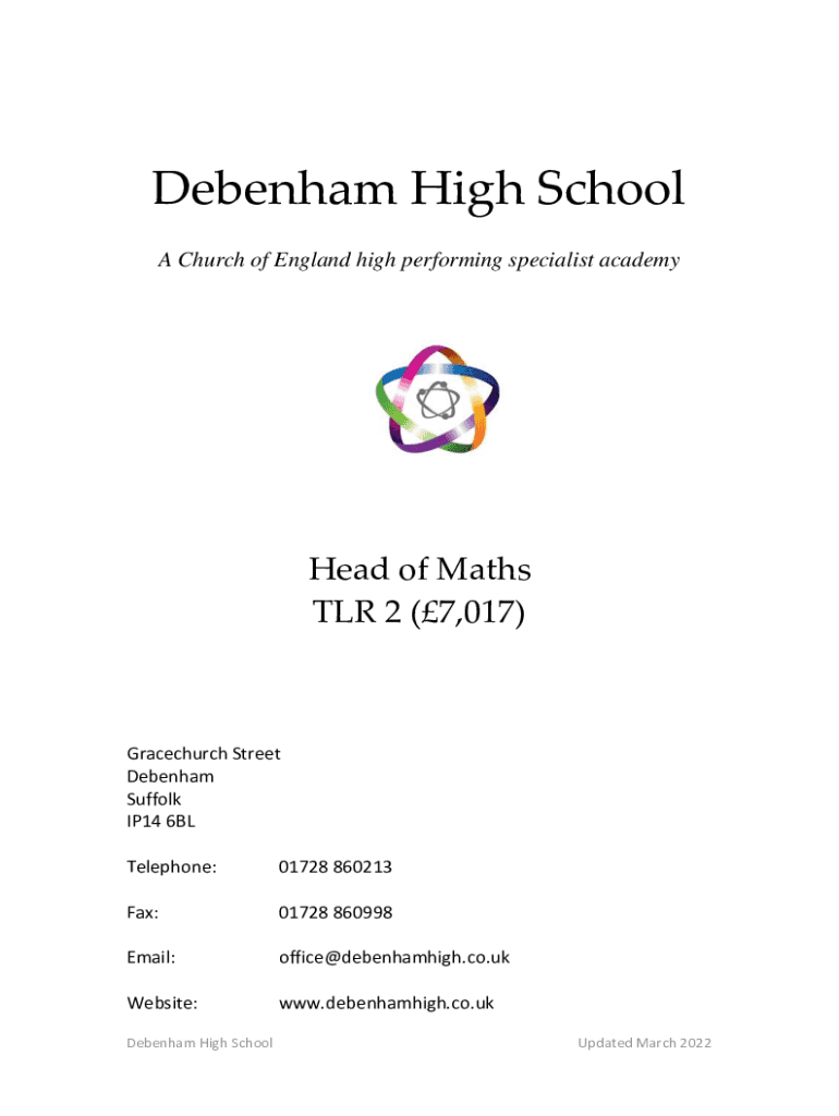 Fillable Online Debenham High School - Contact Us Fax Email Print ...