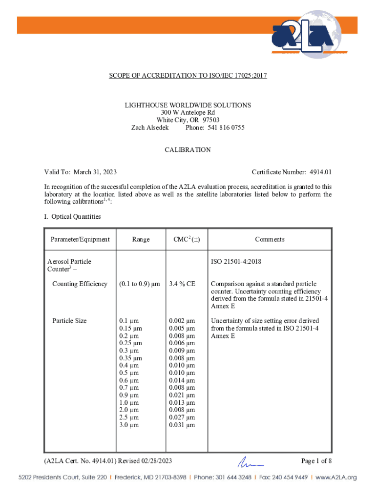 Fillable Online (A2LA Cert. No. 4914.01) Revised 02/ ... Fax Email ...