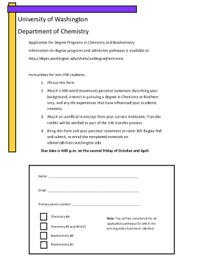 Fillable Online University of Washington Department of Chemistry Fax Email Print - pdfFiller
