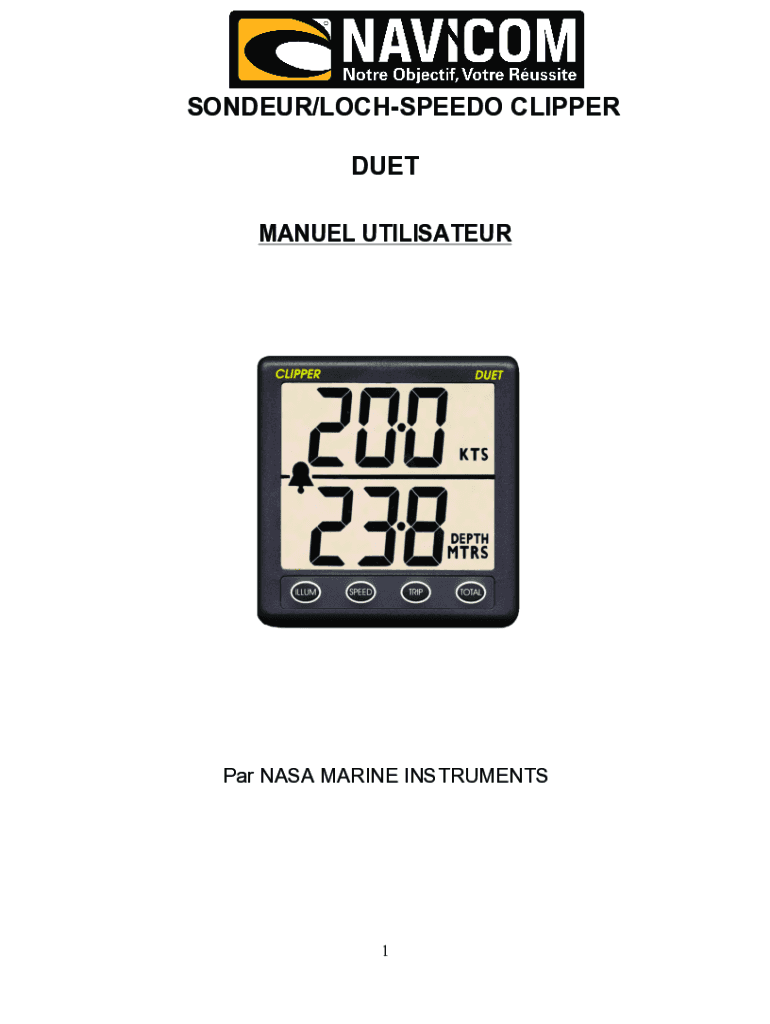 Remplissable En Ligne Nasa CLIPPER Duet Loch Speedo Sondeur NAS-NDCLIP1 ...