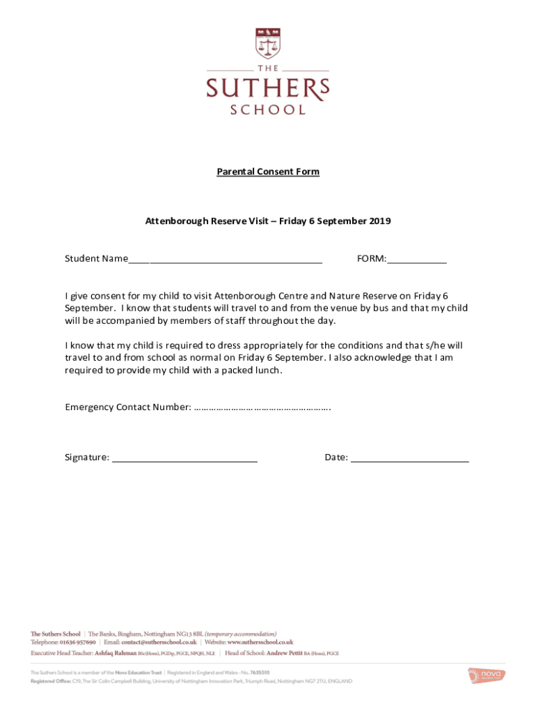Fillable Online Student Travel- Parent Consent Form Fax Email Print ...