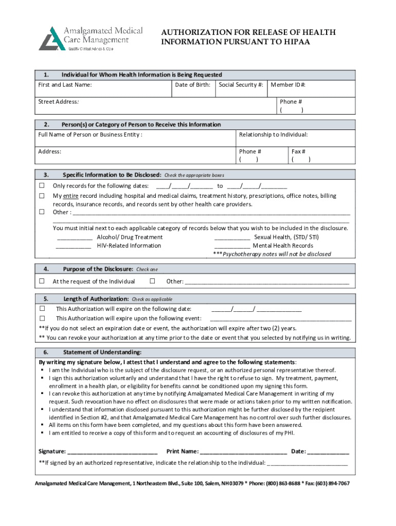 Fillable Online Authorization Release Medical Information Pursuant Fax Email Print - pdfFiller