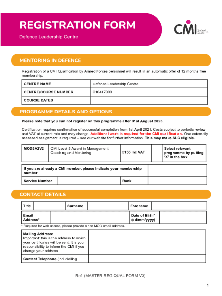 Fillable Online DLC L5 Mentoring Qualification Registration Form (Expire date included) new v2 ...
