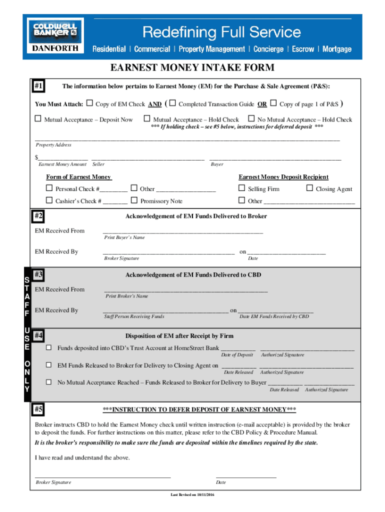 Fillable Online FREE 3+ Earnest Money Deposit Receipt Sample Forms in ...