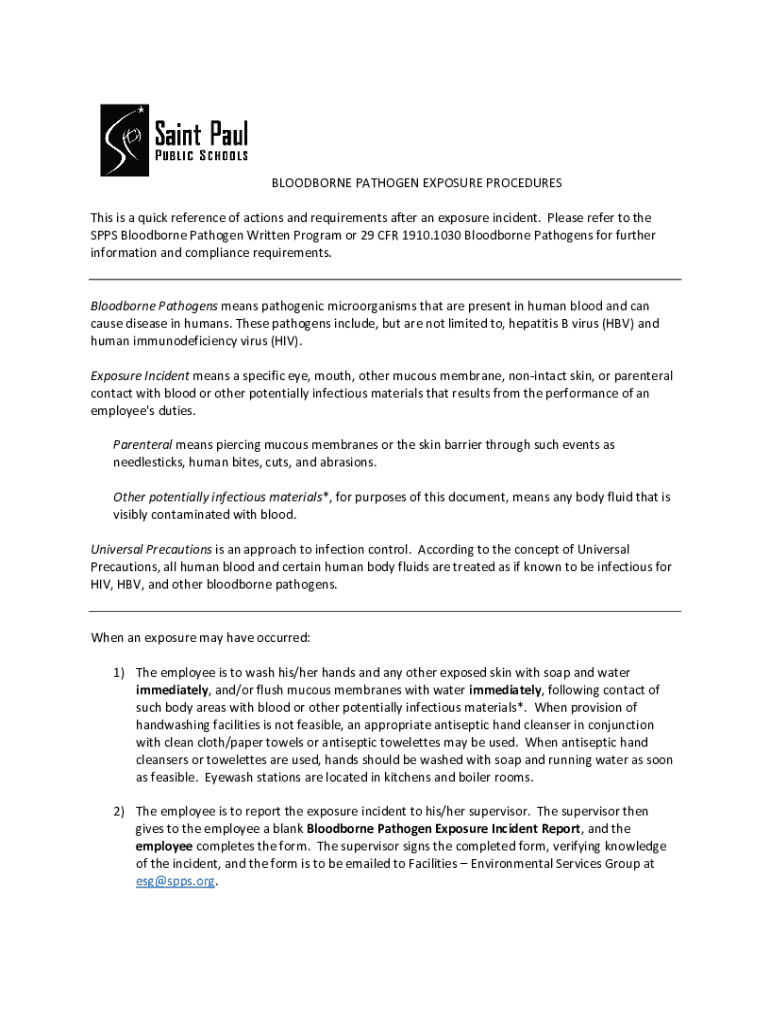Fillable Online Bloodborne Pathogens Exposure Control PlanMissouri ...