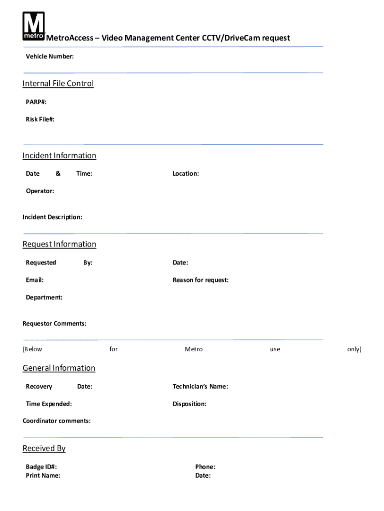 Fillable Online Video-Request-Form-MetroAccess Fax Email Print - pdfFiller