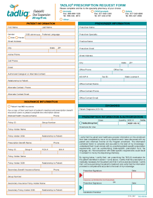 Fillable Online Tadliq Prescription Request Form. Request Form Fax ...