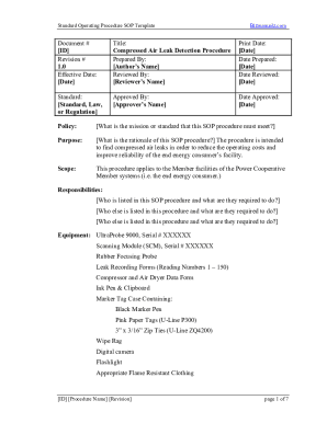 Fillable Online Sample SOP Management Procedure Templates Fax Email ...
