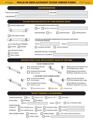 Fillable Online WALK-IN REPLACEMENT DOOR ORDER FORM Everidge Fax Email ...