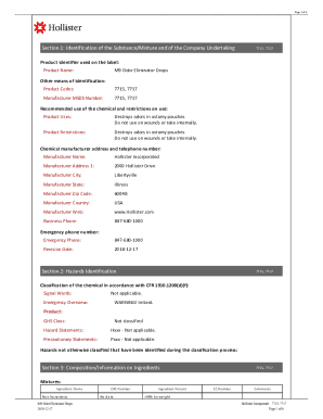 Fillable Online Safety Data Sheet ODOR ELIMINATOR SPRAY Fax Email Print - pdfFiller