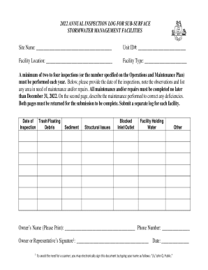 Fillable Online Stormwater Device Annual Inspection Report Checklist ...