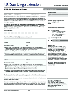 Fillable Online FERPA Release Form - UCSD Extension Fax Email Print - pdfFiller