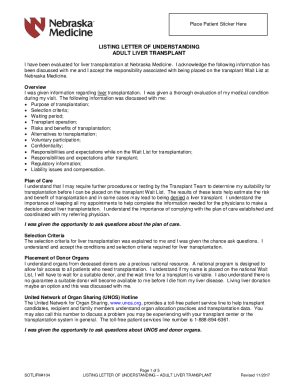 Fillable Online Listing-Letter-of-Understanding-Adult-Liver-Transplant ...