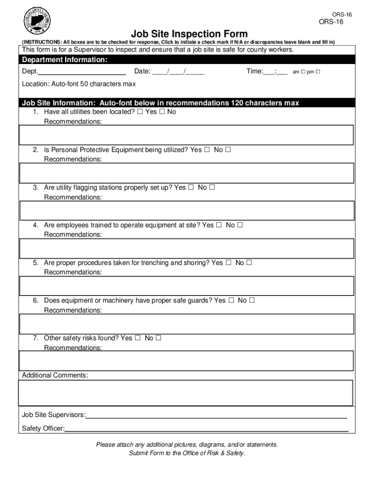 Fillable Online Job Site Inspection Form Fax Email Print - pdfFiller