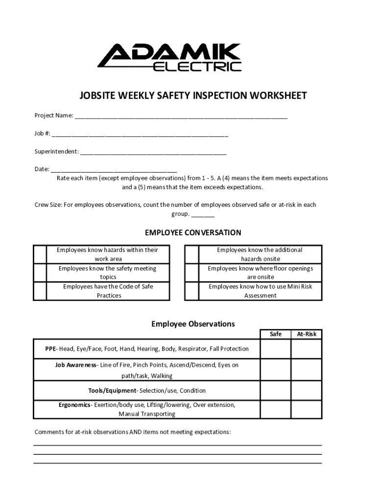Fillable Online Weekly Inspection Sheet (Pg 1).xlsx Fax Email Print ...