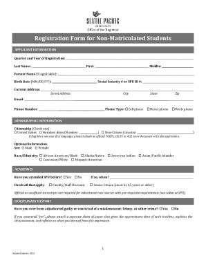 Fillable Online wiki spu Registration Form for Non-Matriculated ...