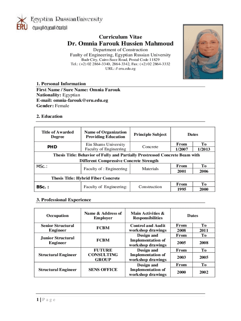 Fillable Online Dr. Omnia Farouk Hussien Mahmoud Fax Email Print - pdfFiller