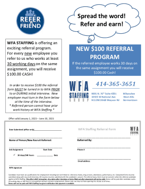Fillable Online Spread the word! Refer and earn! NEW $100 REFERRAL ...