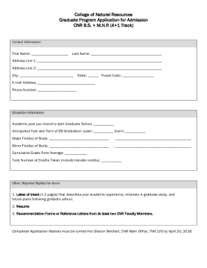 Fillable Online Admissions - NC State College of Natural Resources Fax ...