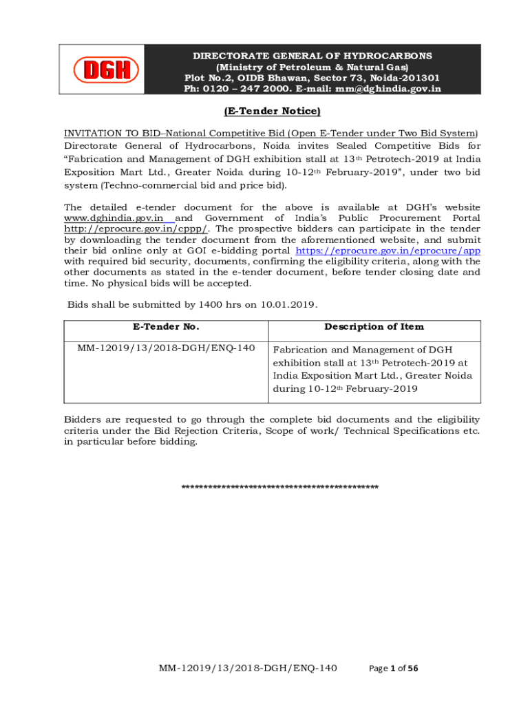 Fillable Online Fabrication and Management of DGH exhibition stall at ...