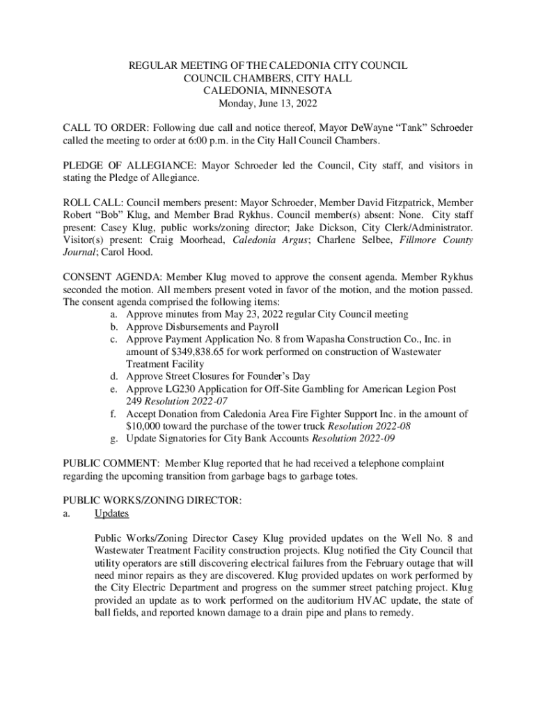 Fillable Online Robert Bob Klug, and Member Brad Rykhus Fax Email Print ...