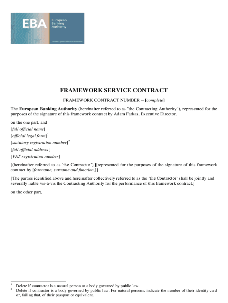 Fillable Online ANNEX BDRAFT FRAMEWORK SERVICE CONTRACT Fax Email Print - pdfFiller