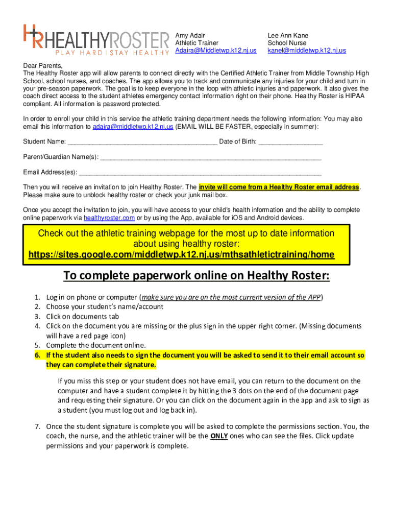 Fillable Online To complete paperwork online on Healthy Roster: Fax ...