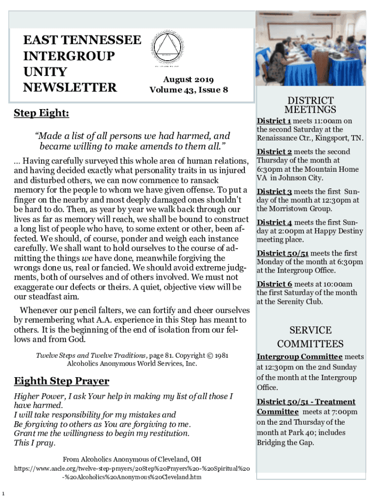 Fillable Online Breaking Down Step Eight of AA Alcoholics Anonymous Fax Email Print - pdfFiller