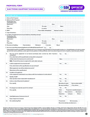Fillable Online Electronic Equipment Insurance (EEI)Proposal Form Fax ...