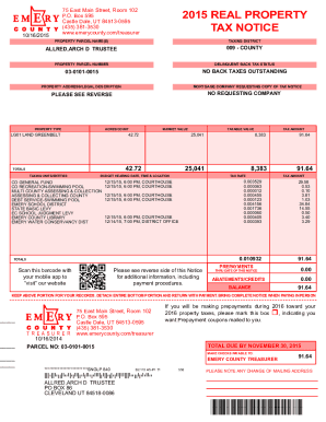 Fillable Online 2015 REAL PROPERTY TAX NOTICE *03-0101-0015/* * ... Fax ...