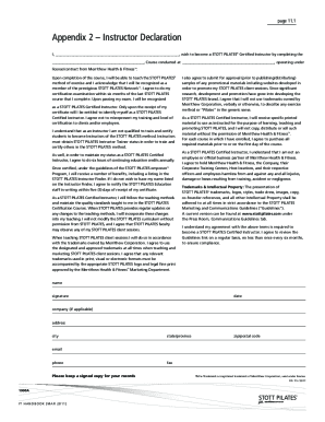 Fillable Online Appendix 2Instructor Declaration Fax Email Print ...