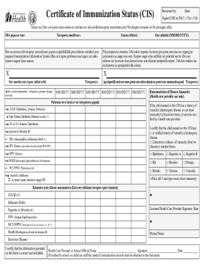 Fillable Online doh wa Certificate of Immunization Status Fax Email ...