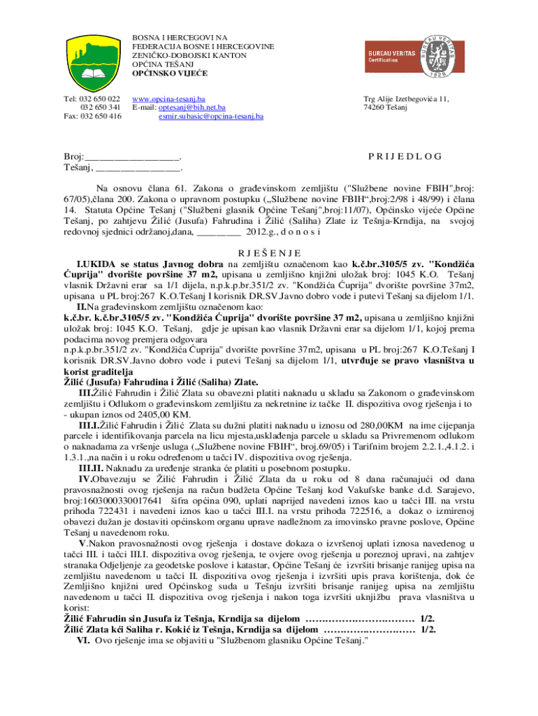 Fillable Online bosna i hercegovi na federacija bosne i hercegovine ... Fax Email Print - pdfFiller