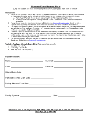 Fillable Online law seattleu Alternate Exam Request Form Fax Email ...