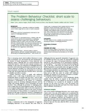 Fillable Online The Problem Behaviour Checklist: short scale to assess ...