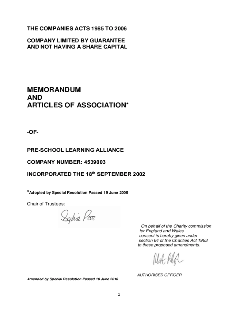 Fillable Online pre-school learning alliance - Companies House - GOV.UK ...