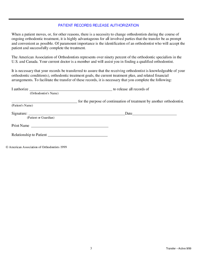 Fillable Online Patient Records Release Authorization Fax Email Print ...