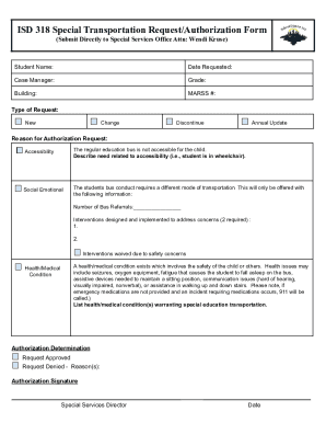 Fillable Online Special Transportation Request Authorization Form ...