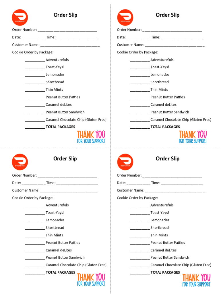 Completable En línea Order Slip Order Slip Order Slip Order Slip Fax ...