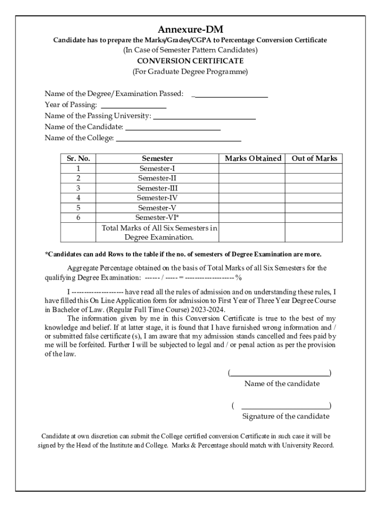 Fillable Online LL.B-3 Degree conversion Certificate 2024 Fax Email ...
