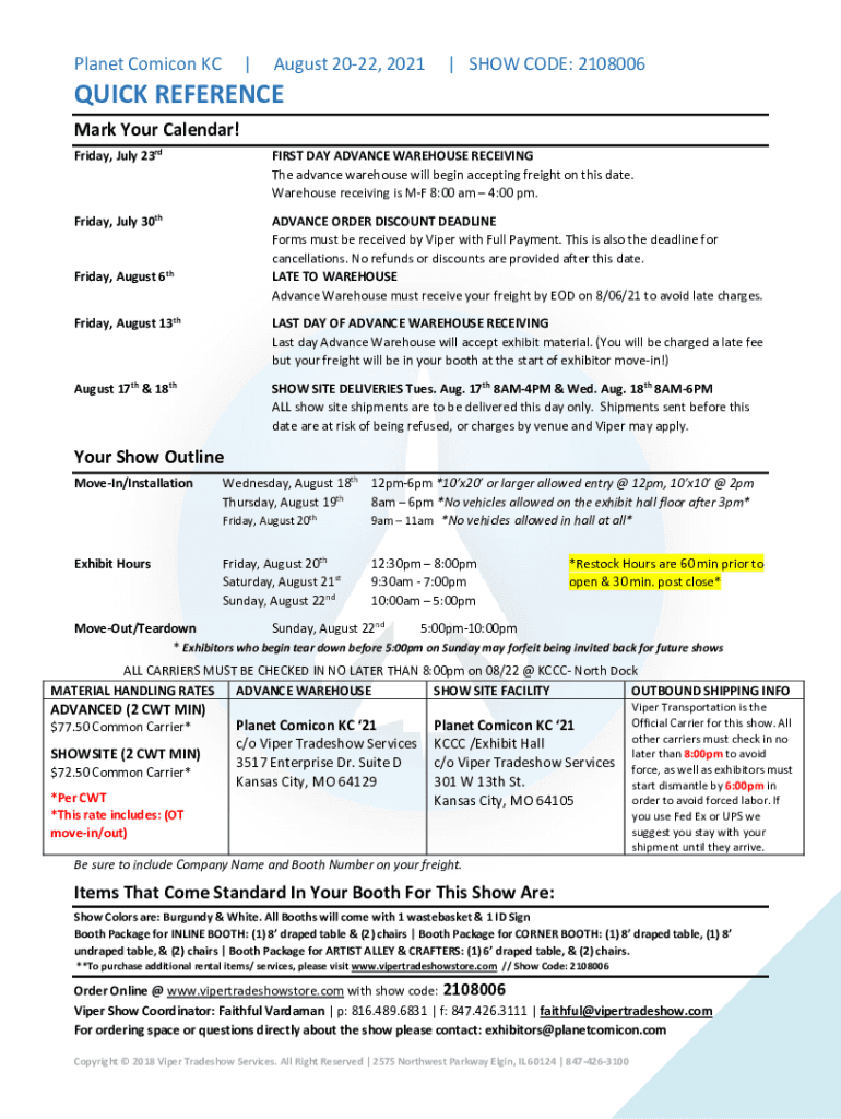 Fillable Online First Timers GuidePlanet Comicon Kansas City Fax Email ...